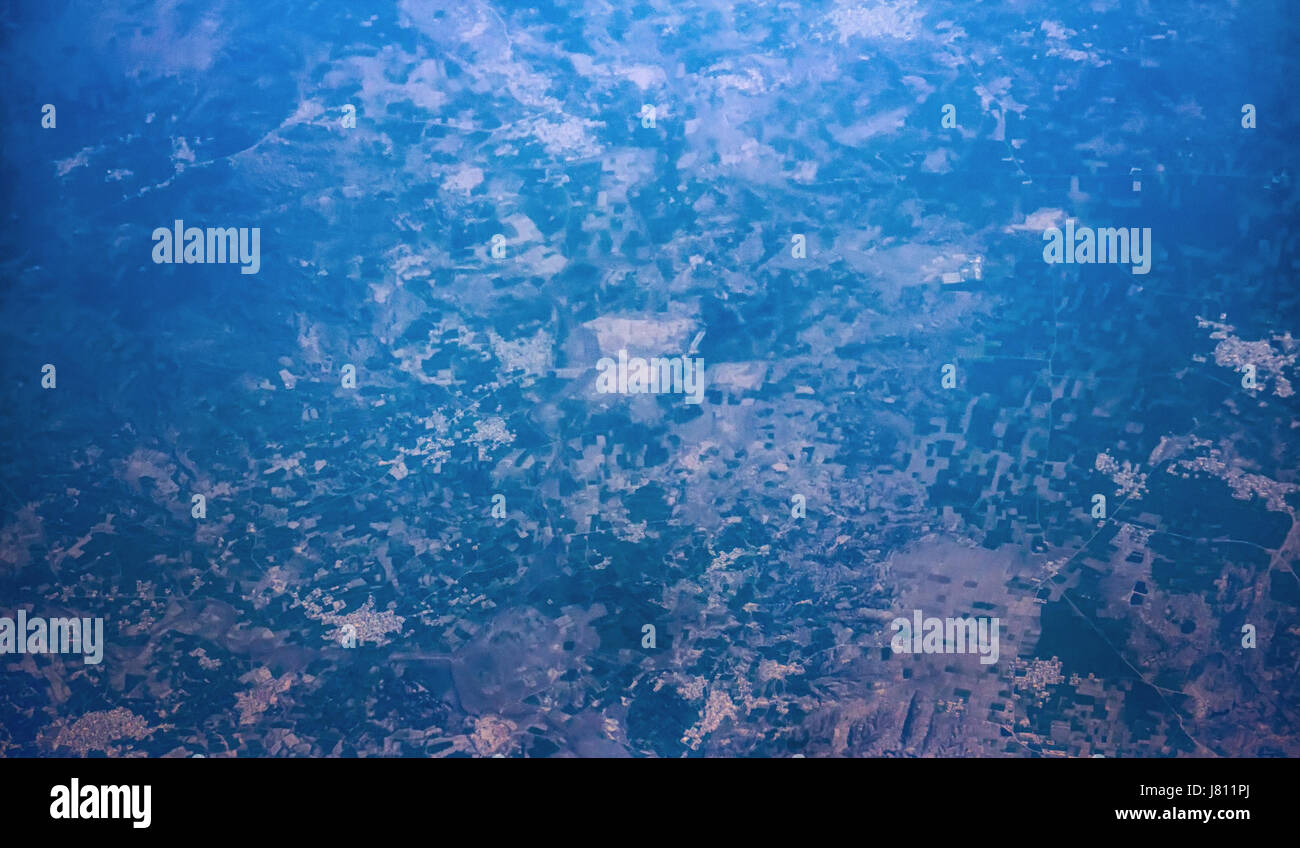 cities and fields km altitude in Indian territory Stock Photo - Alamy