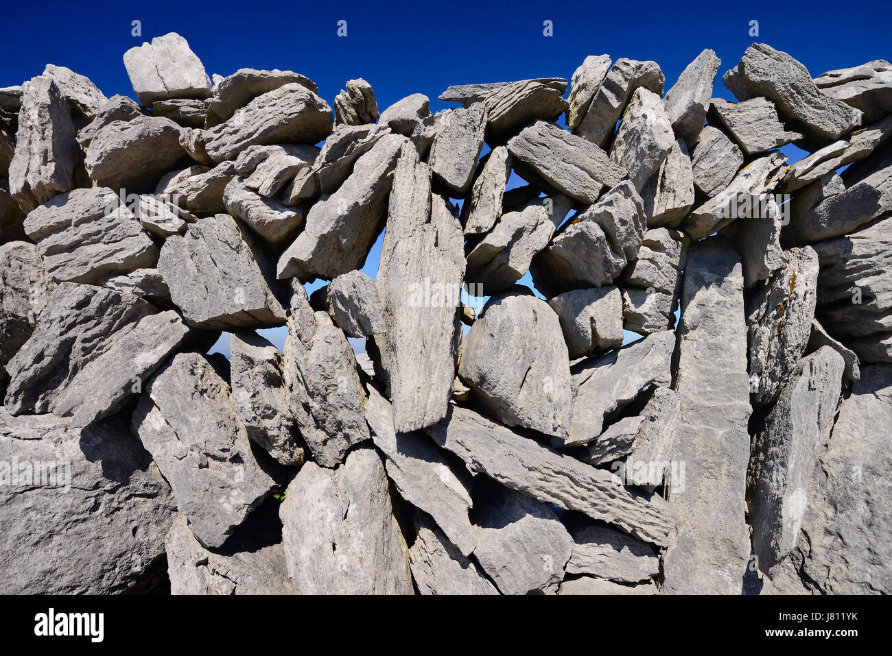 Ireland, County Clare, The Burren, Typical stone wall in the area Stock ...