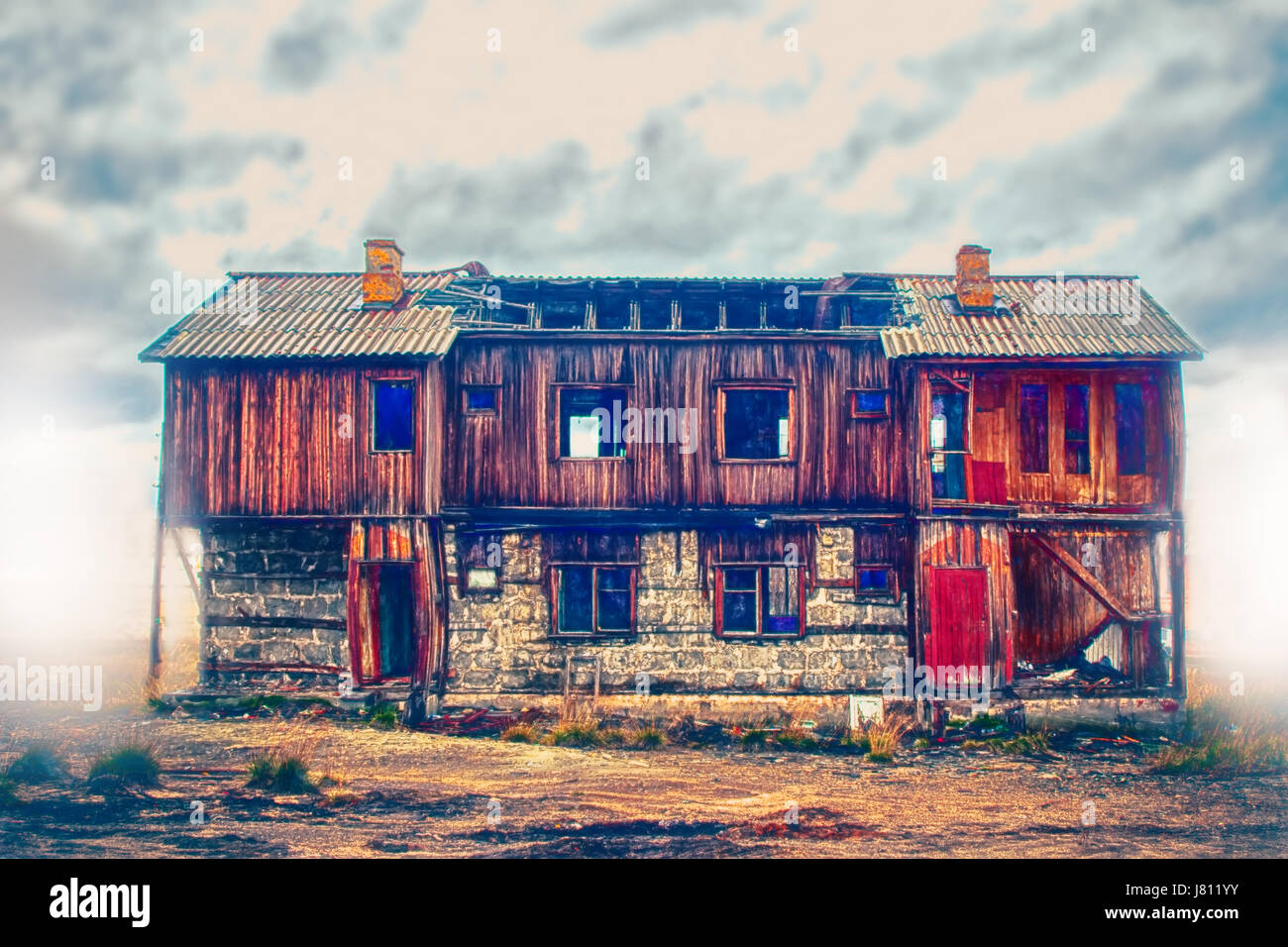 terrible lonely house. empty house in Arctic with ghosts Stock Photo ...