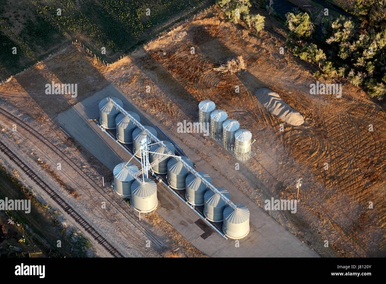 Aerial view steel grain silos hi-res stock photography and images - Alamy