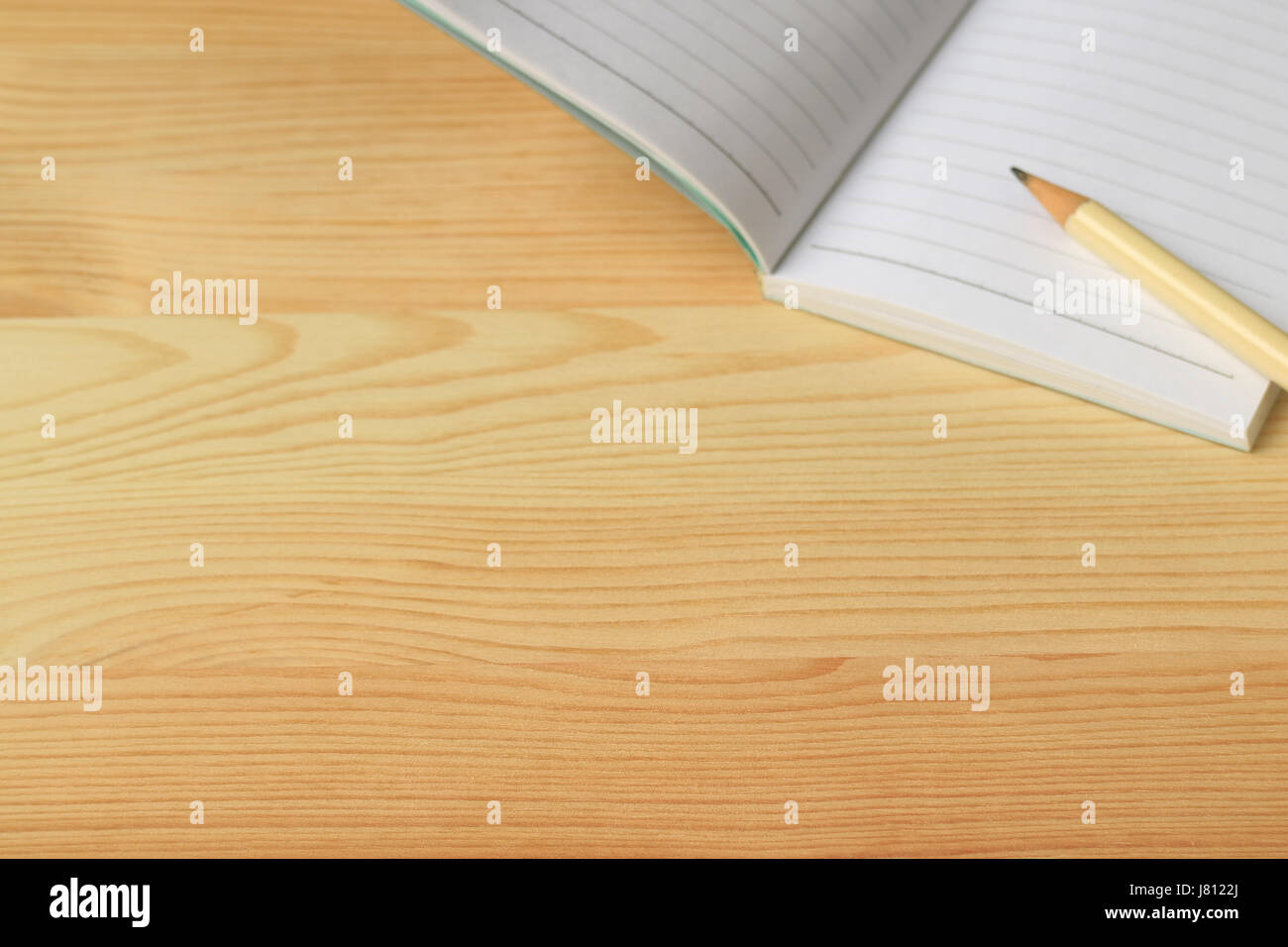 Lined Note Papers and Pencil on Wooden Table, with Free Space for Text ...