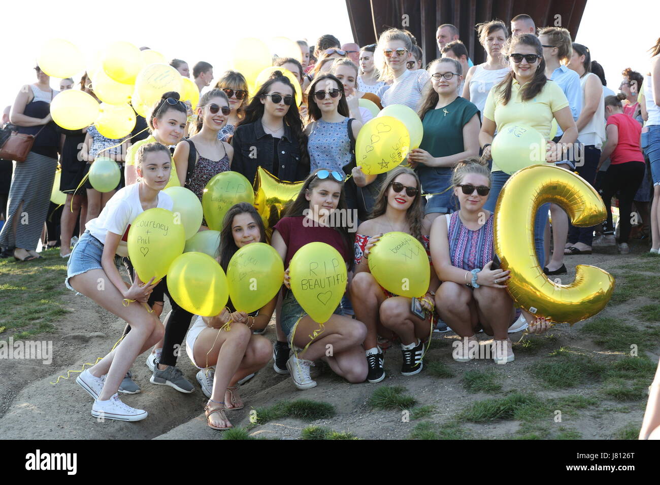 People attend a service at the Angel of the North in Gateshead in ...
