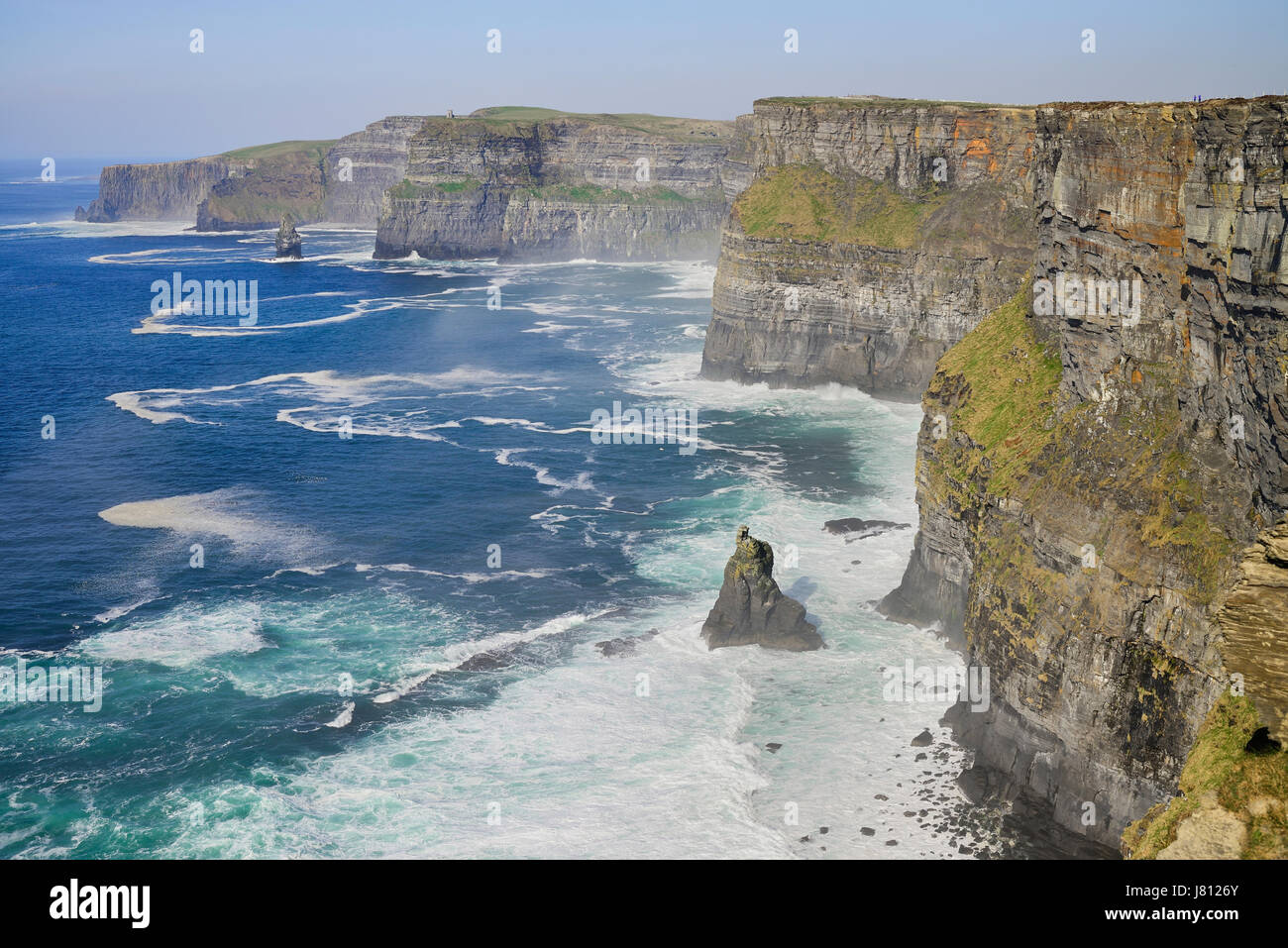 Ireland, County Clare, Cliffs of Moher from the south on the Cliffs of ...