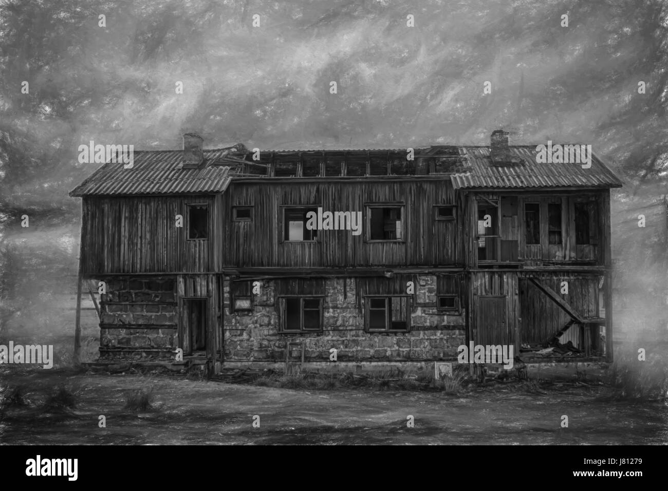 terrible lonely house. empty house in Arctic with ghosts Stock Photo ...
