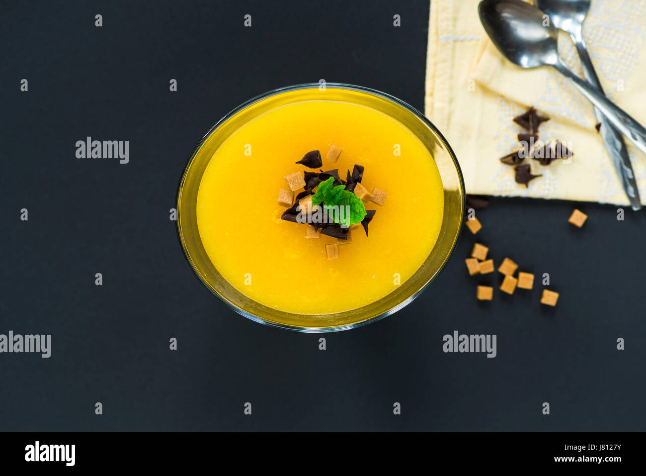 Mango panna cotta - traditional Italian dessert Stock Photo - Alamy