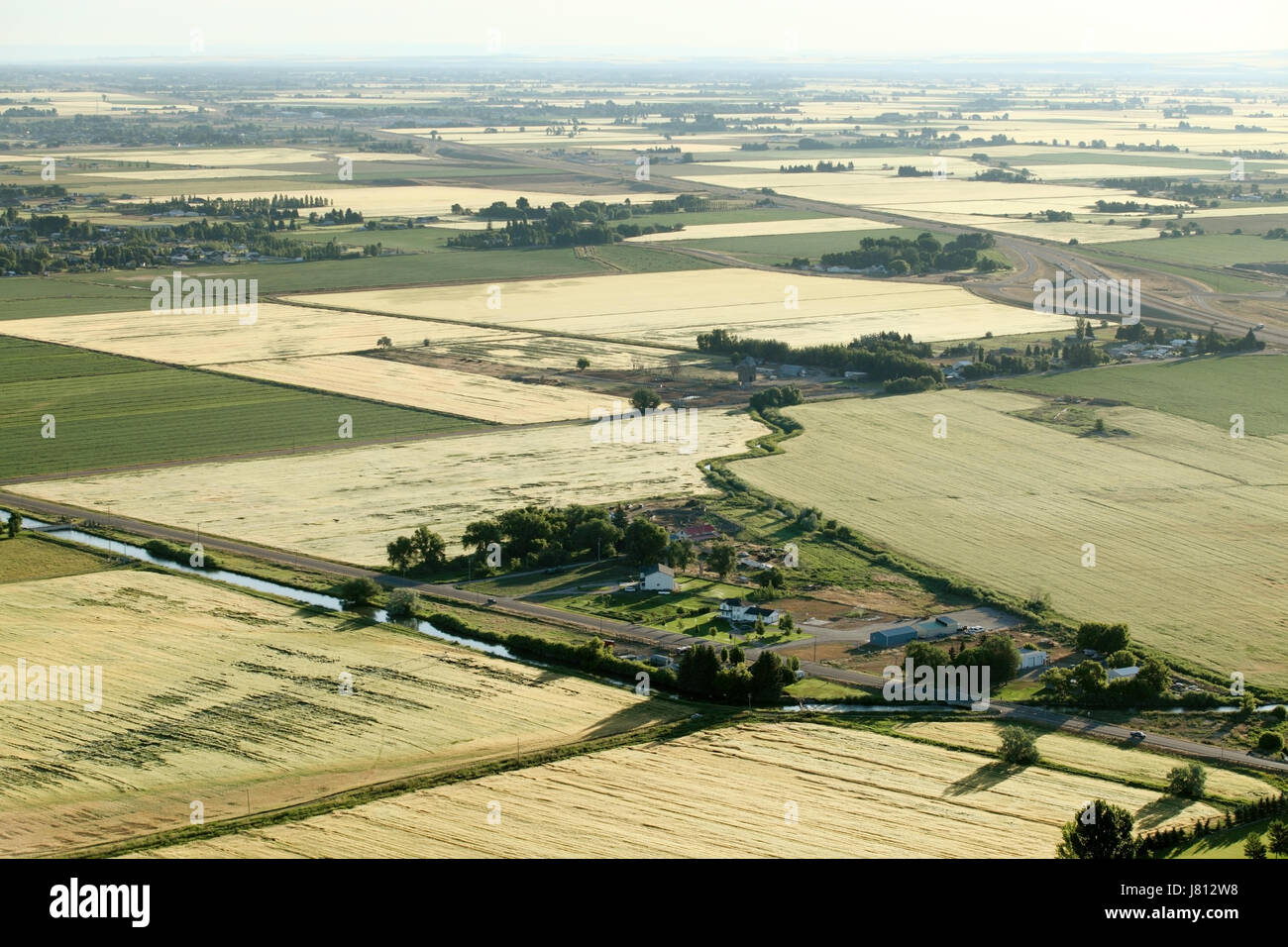 An aerial view of a patchwork of farm fields in Idaho Stock Photo - Alamy