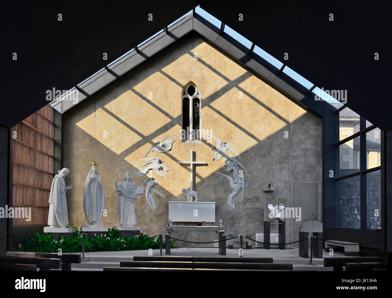 Ireland, County Mayo, Knock Shrine, Apparition Chapel, Altar with white ...