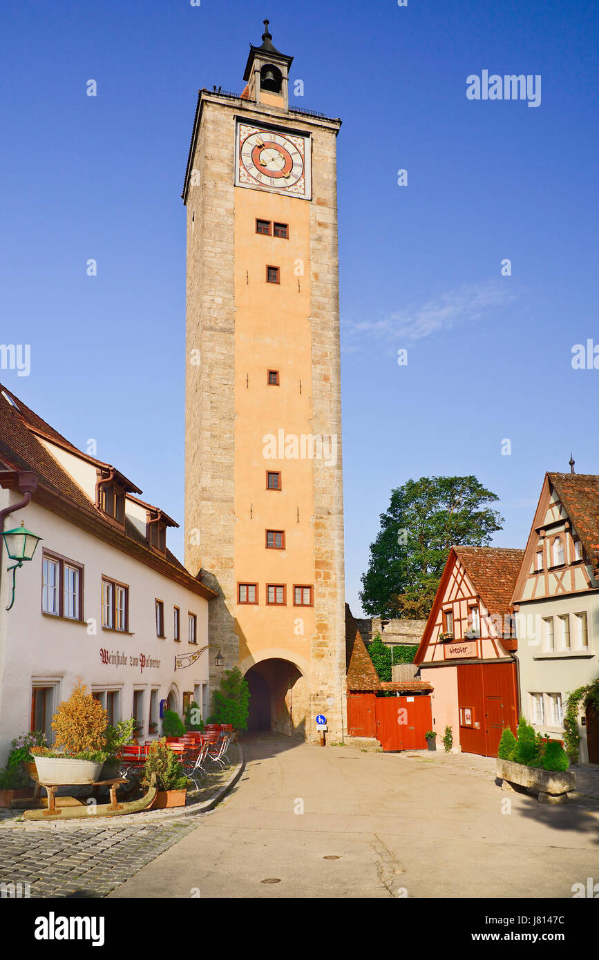 Germany, Bavaria, Rothenburg ob der Tauber, Castle Gate and tower Stock ...