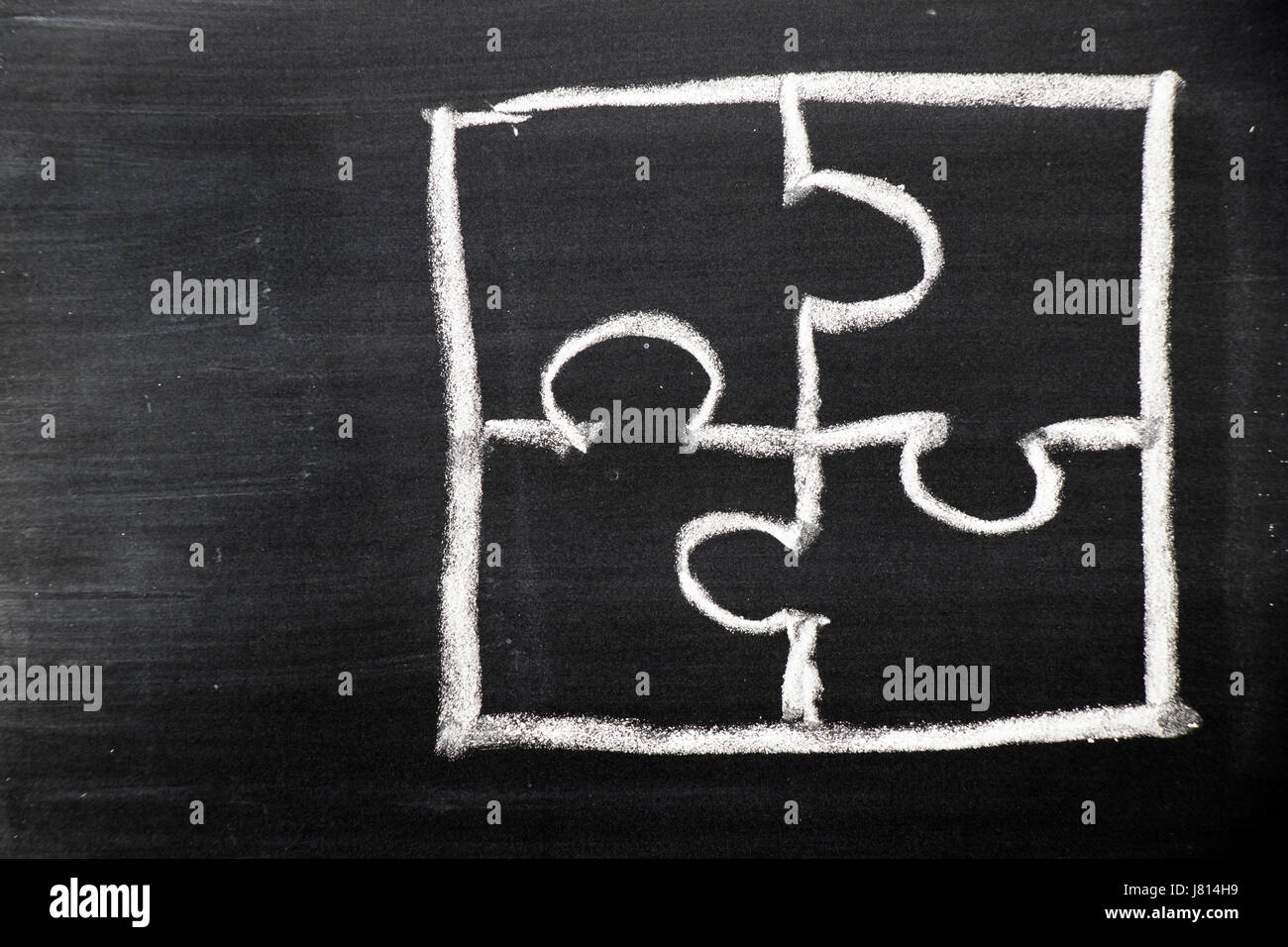 Chalk hand drawing as puzzle shape on black board background Stock ...