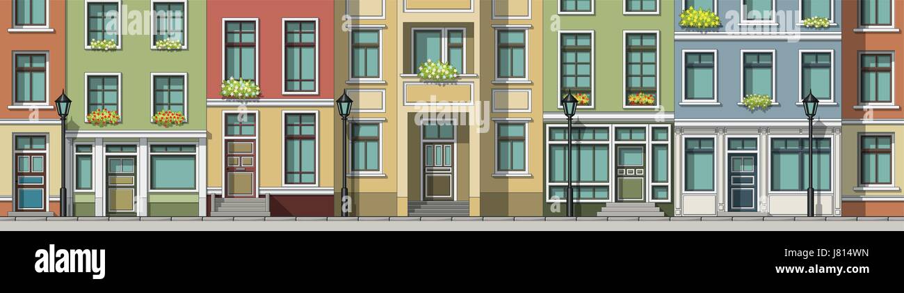 Seamless cartoon cityscape background Stock Vector Image & Art - Alamy