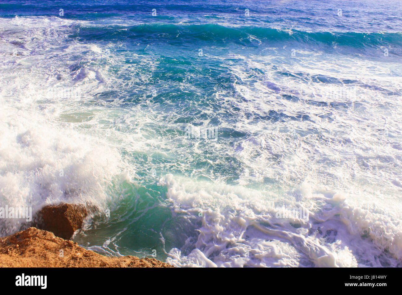 Seashore Waves and Mountain under the Sunshine in Matrouh, Egypt / View ...