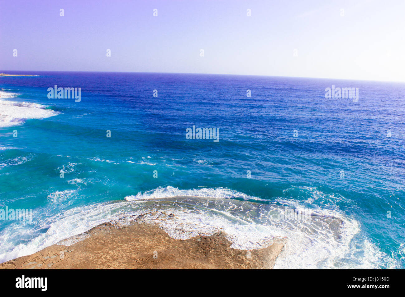Seashore Waves and Mountain under the Sunshine in Matrouh, Egypt / View ...
