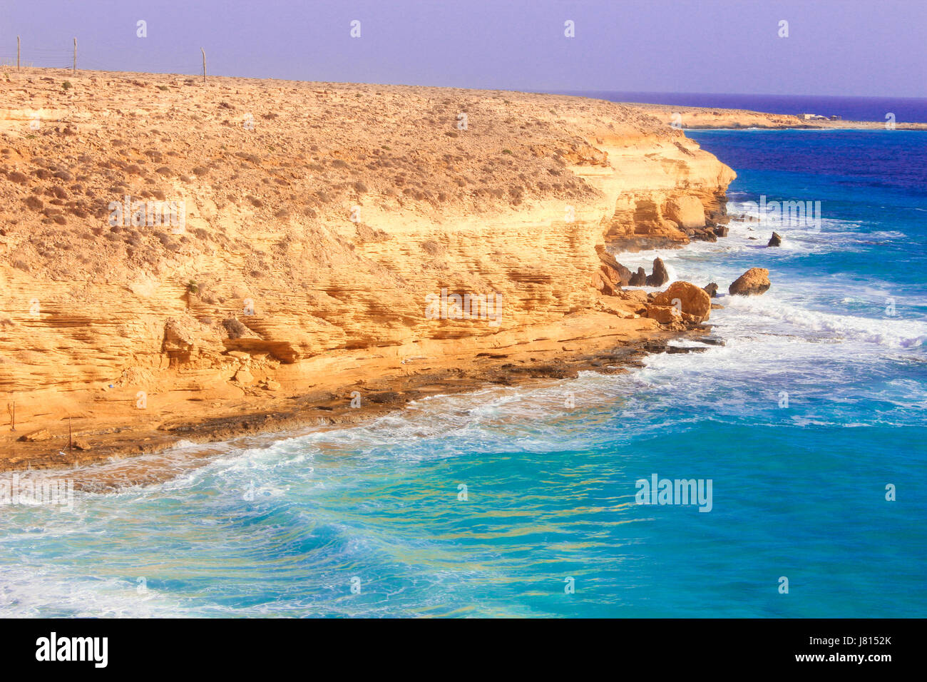 Seashore Waves and Mountain under the Sunshine in Matrouh, Egypt / View ...