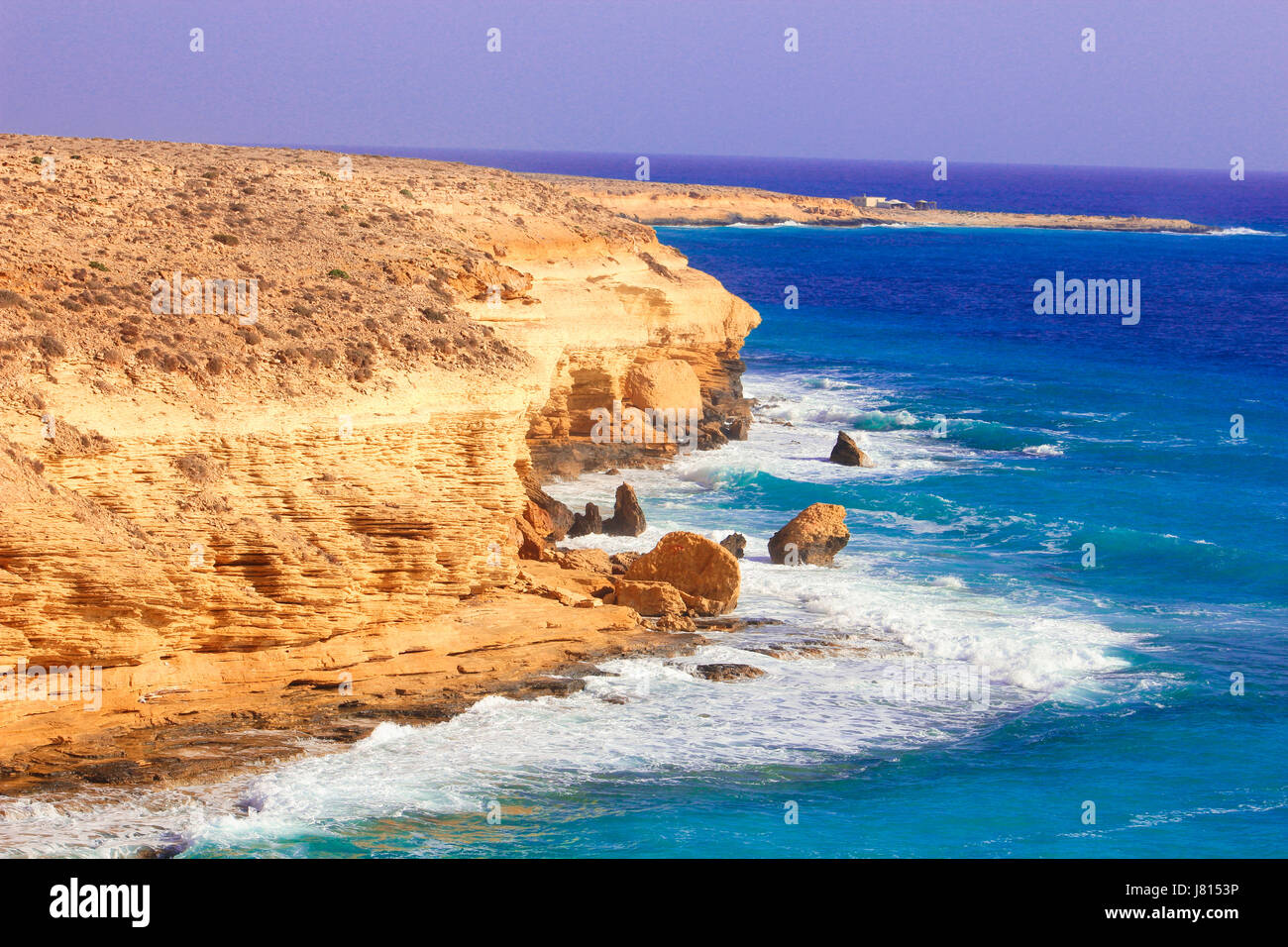 Seashore Waves and Mountain under the Sunshine in Matrouh, Egypt / View ...
