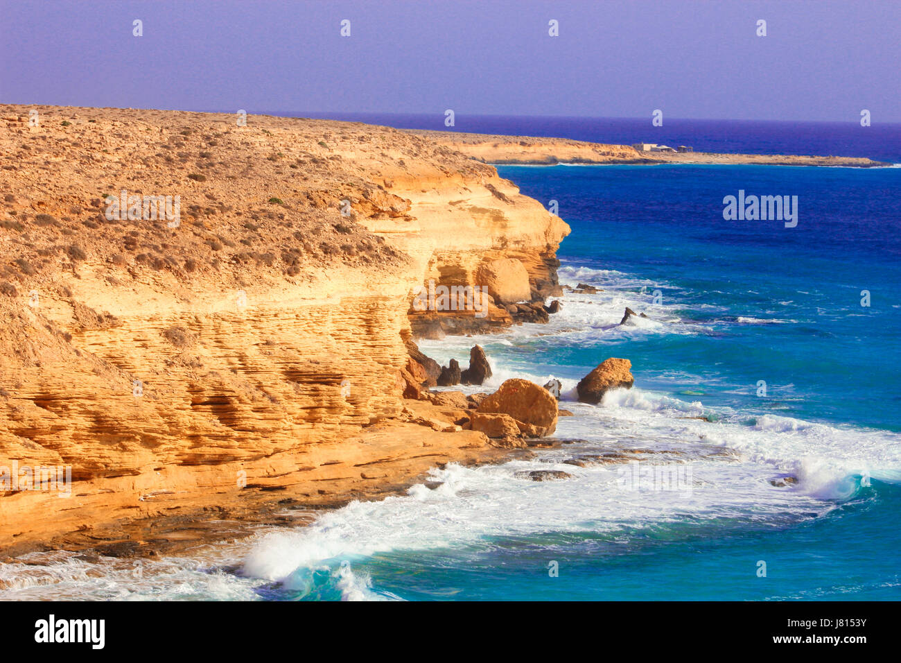 Seashore Waves and Mountain under the Sunshine in Matrouh, Egypt / View ...