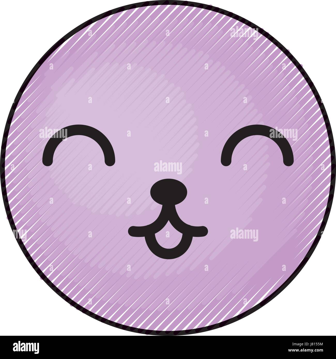 Cute purple kawaii emoticon face hi-res stock photography and images ...