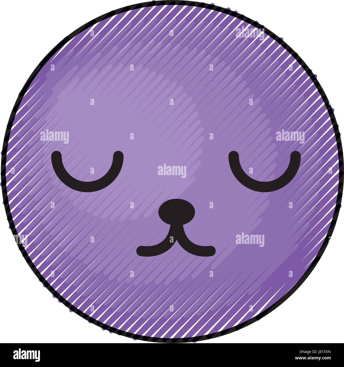 cute purple kawaii emoticon face Stock Vector Image & Art - Alamy