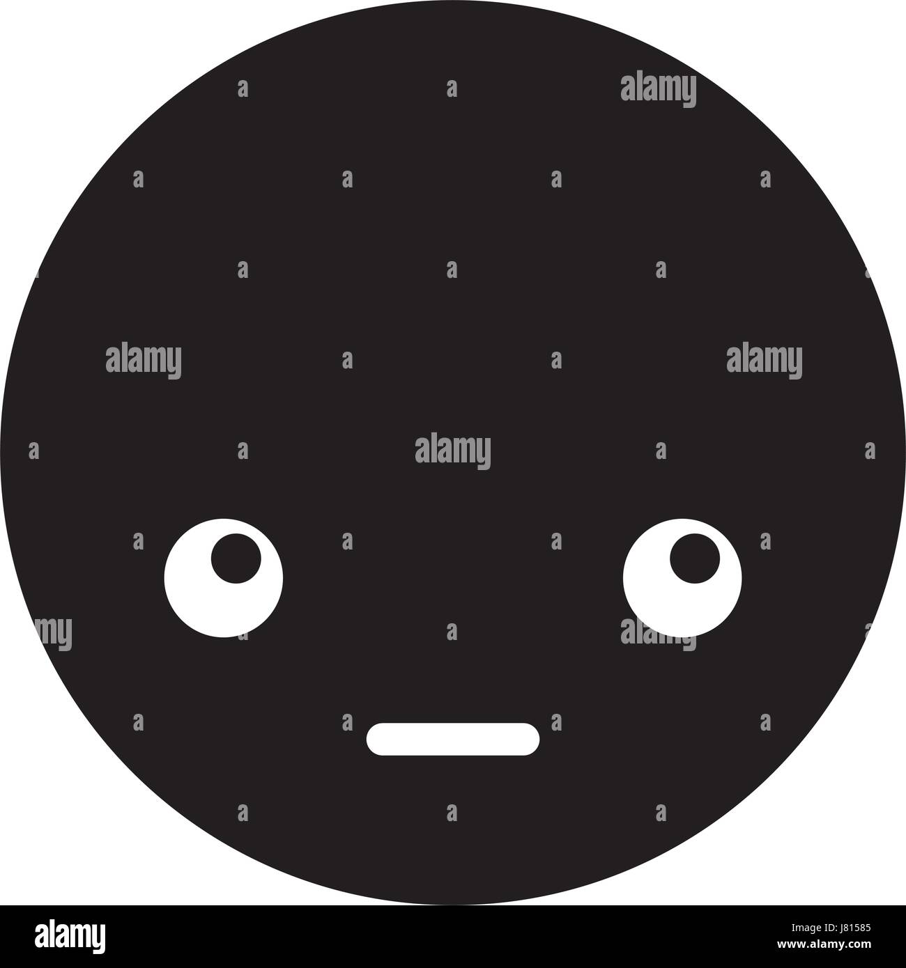 Cute black kawaii emoticon face Stock Vector Images - Alamy
