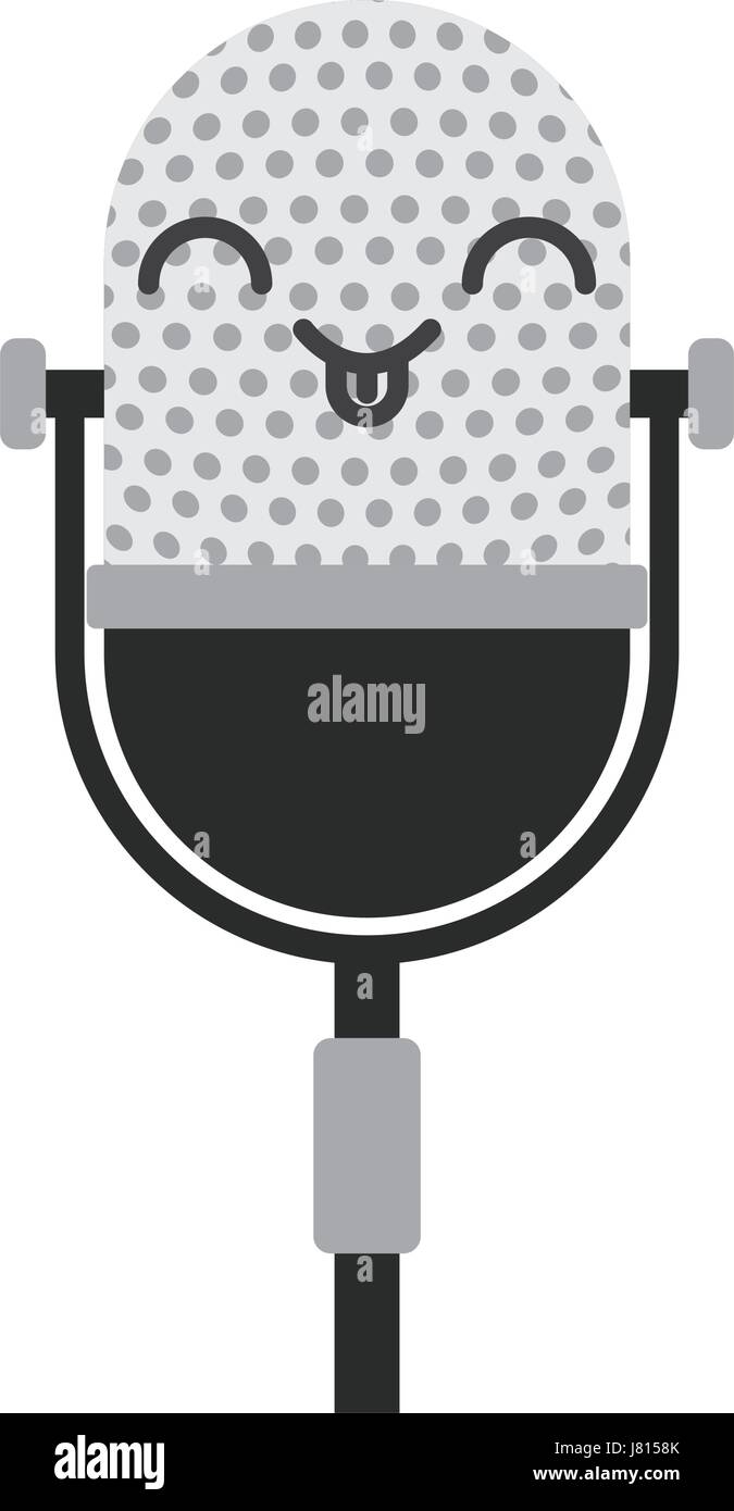 kawaii vintage microphone cartoon vector illustration graphic design ...