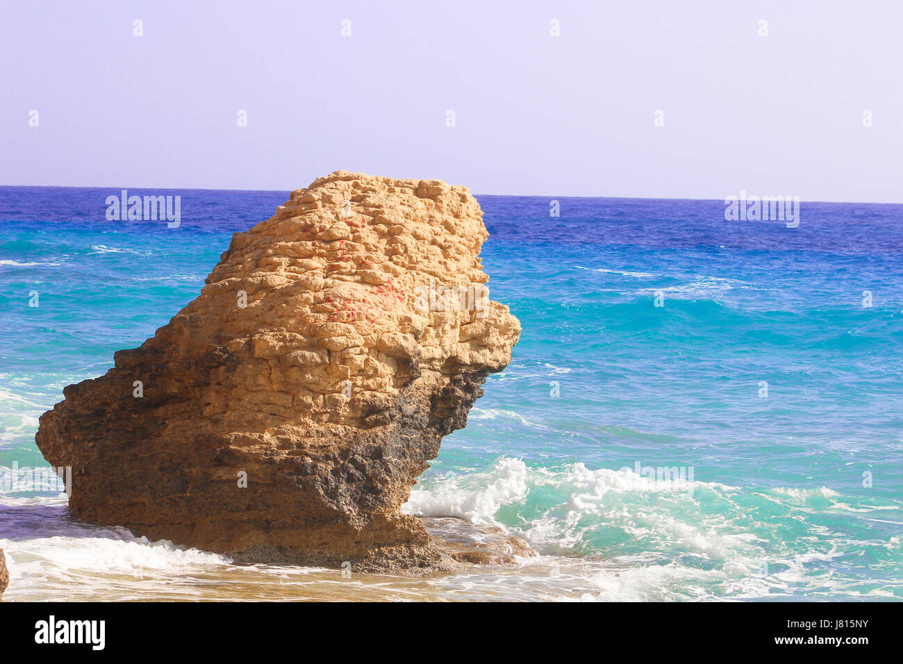 Seashore Waves and Mountain under the Sunshine in Matrouh, Egypt / View ...