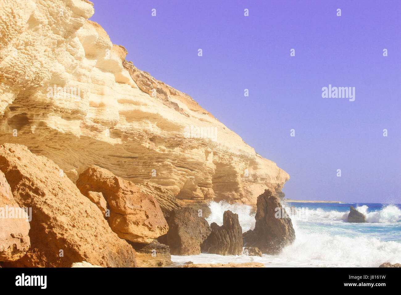 Seashore Waves and Mountain under the Sunshine in Matrouh, Egypt / View ...
