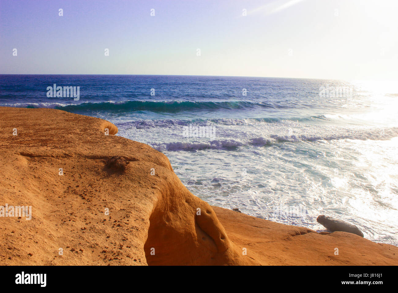 Seashore Waves and Mountain under the Sunshine in Matrouh, Egypt / View ...