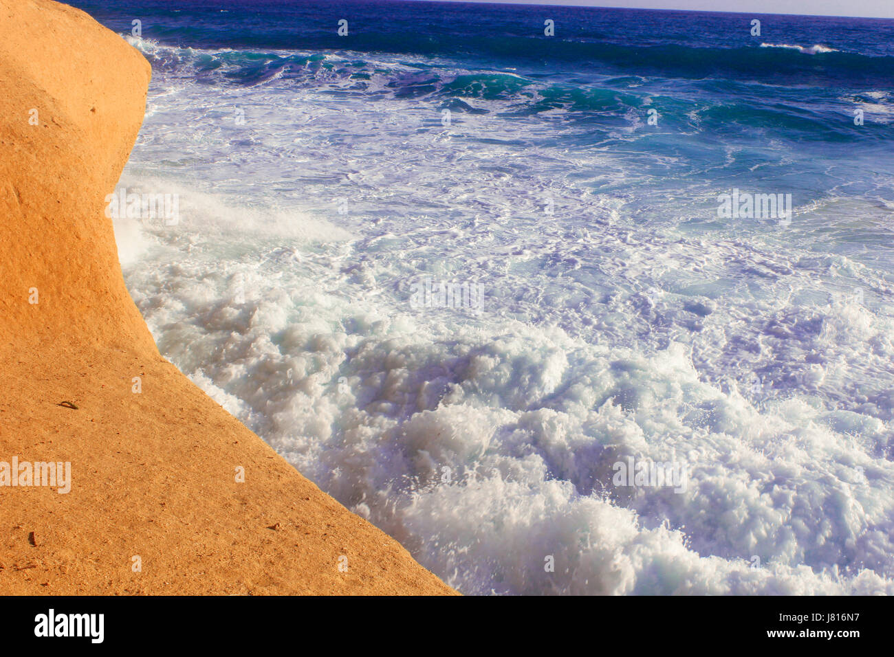 Seashore Waves and Mountain under the Sunshine in Matrouh, Egypt / View ...