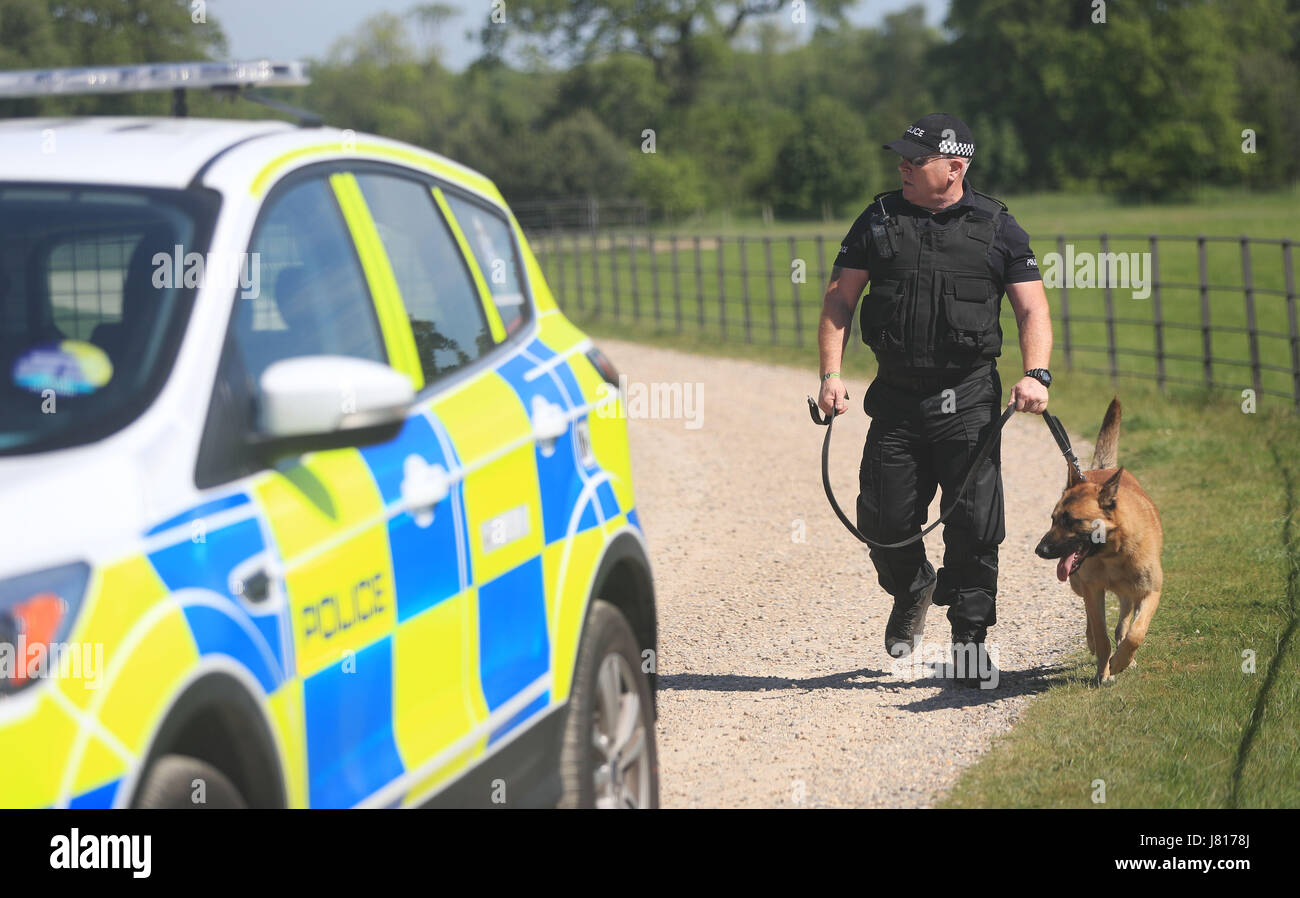 A police officer patrols outside Burton Constable Hall in Hull, ahead ...