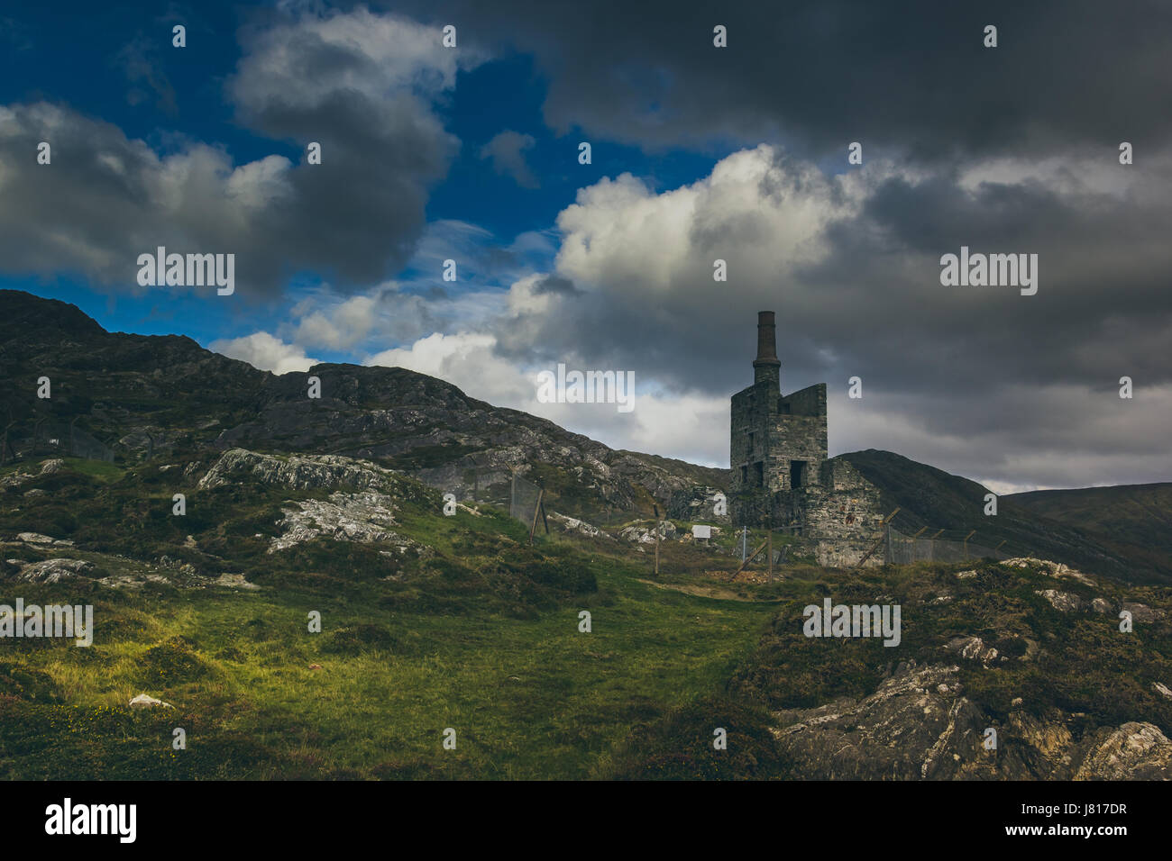 An abandoned mountain copper mine at the allihies village Stock Photo ...