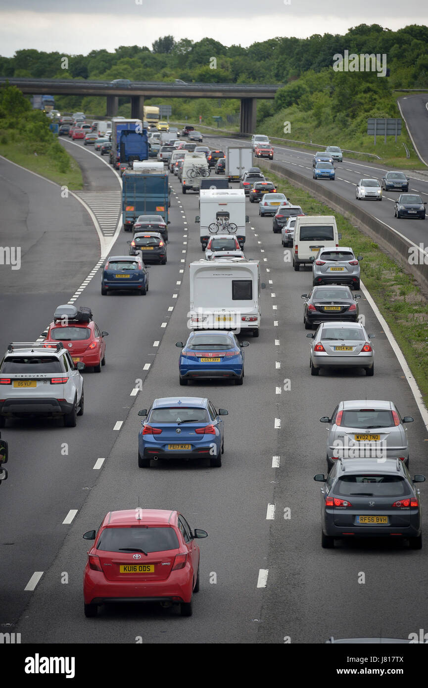 Slow moving traffic heading Southbound on the M5 Motorway in Somerset ...