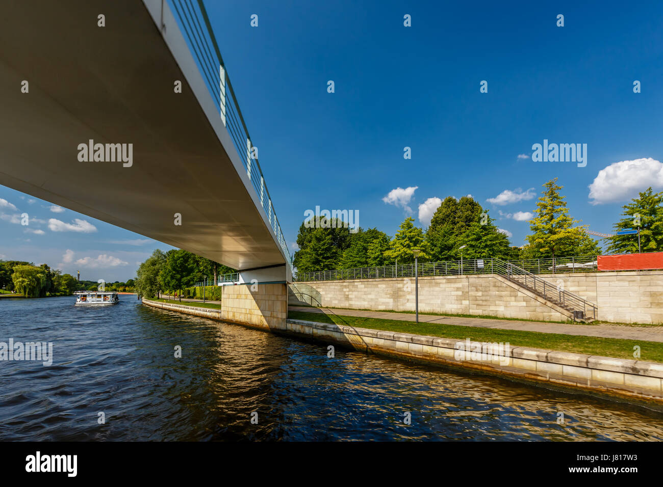 Pedestrian Bridge Over the Spree River in Berlin, Germany Stock Photo ...