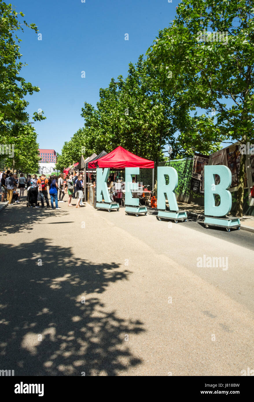 Kerb street food market on Kings Boulevard, King's Cross, London ...