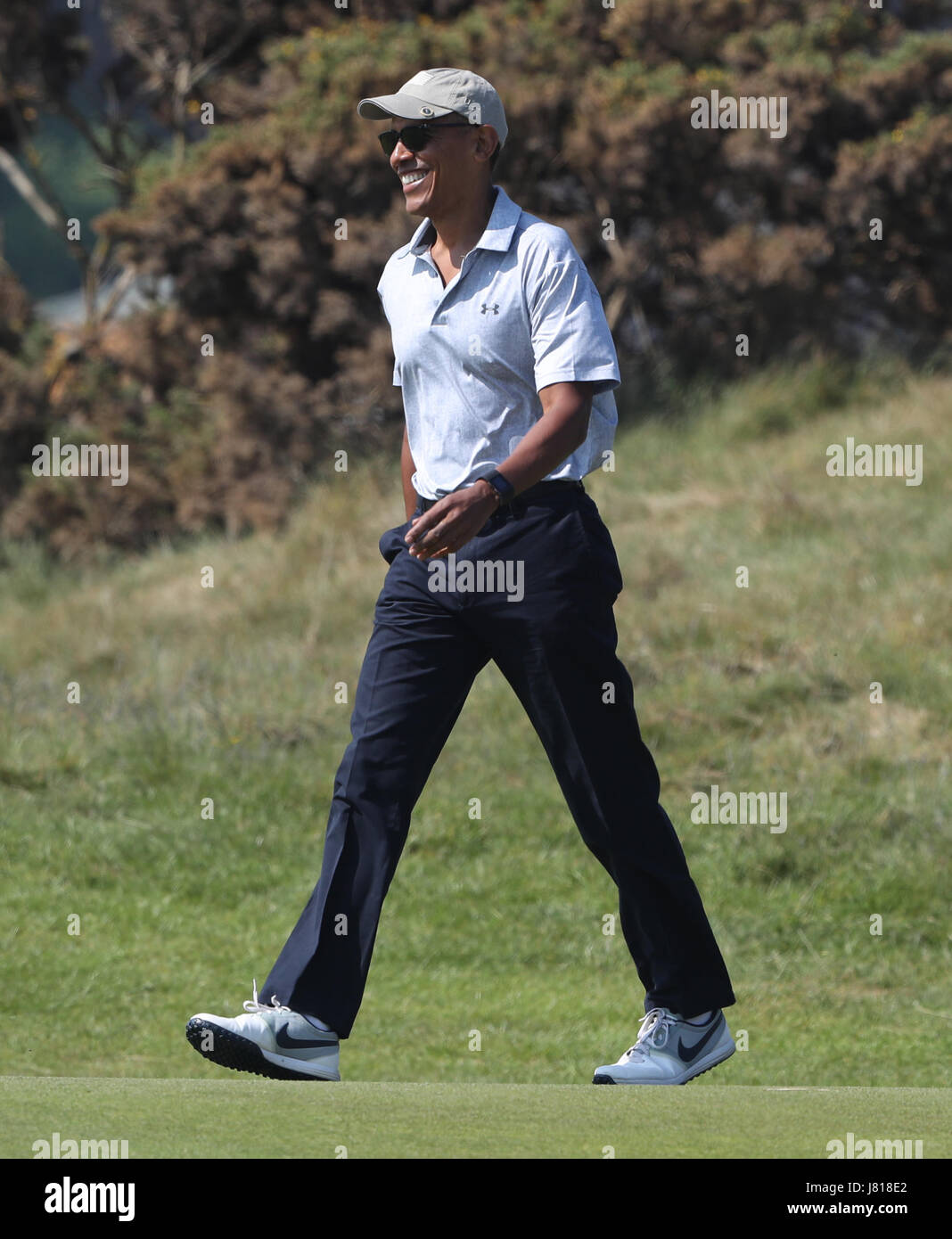 Former US President Barack Obama during a round of golf on the Old ...
