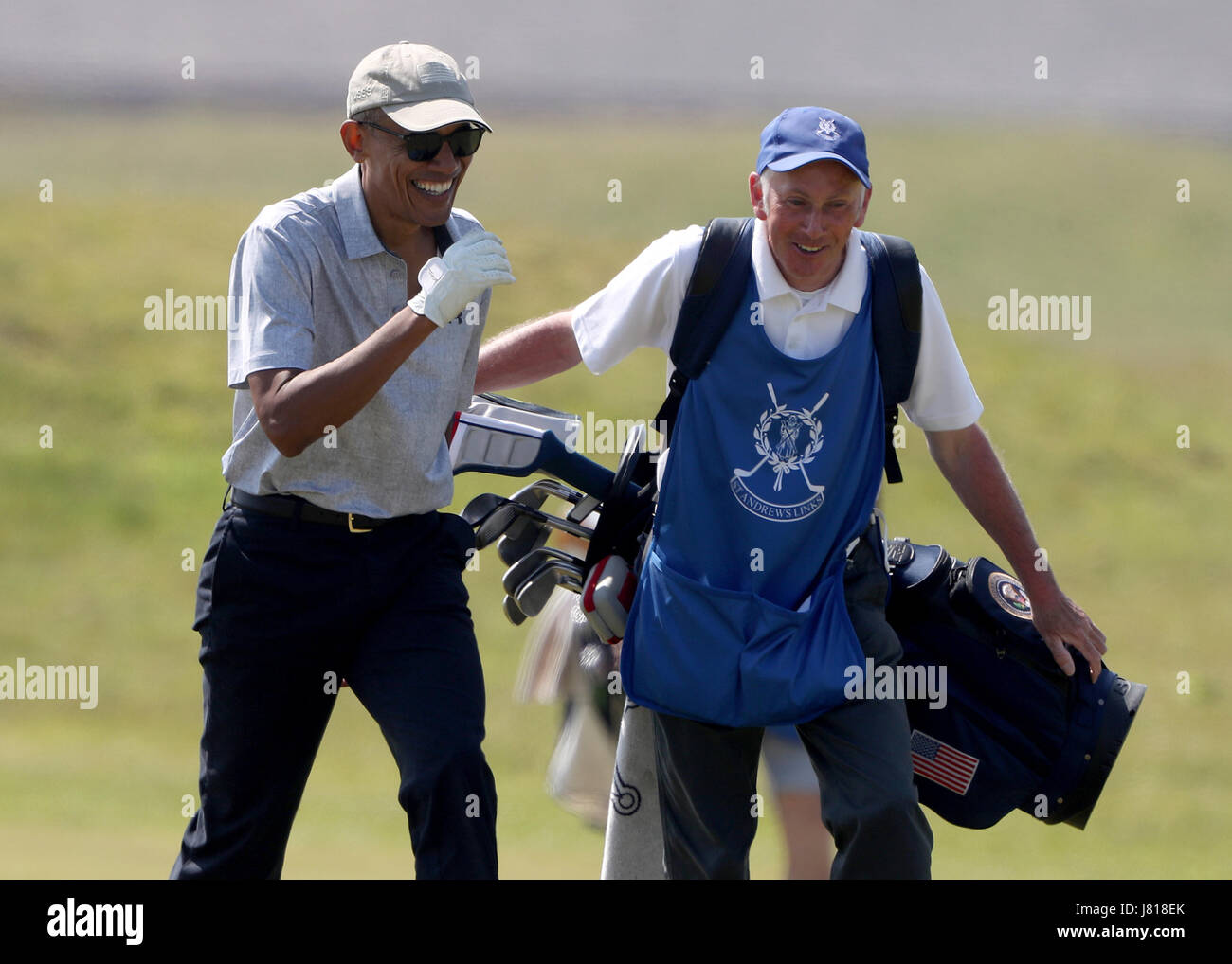 Former US President Barack Obama during a round of golf on the Old ...