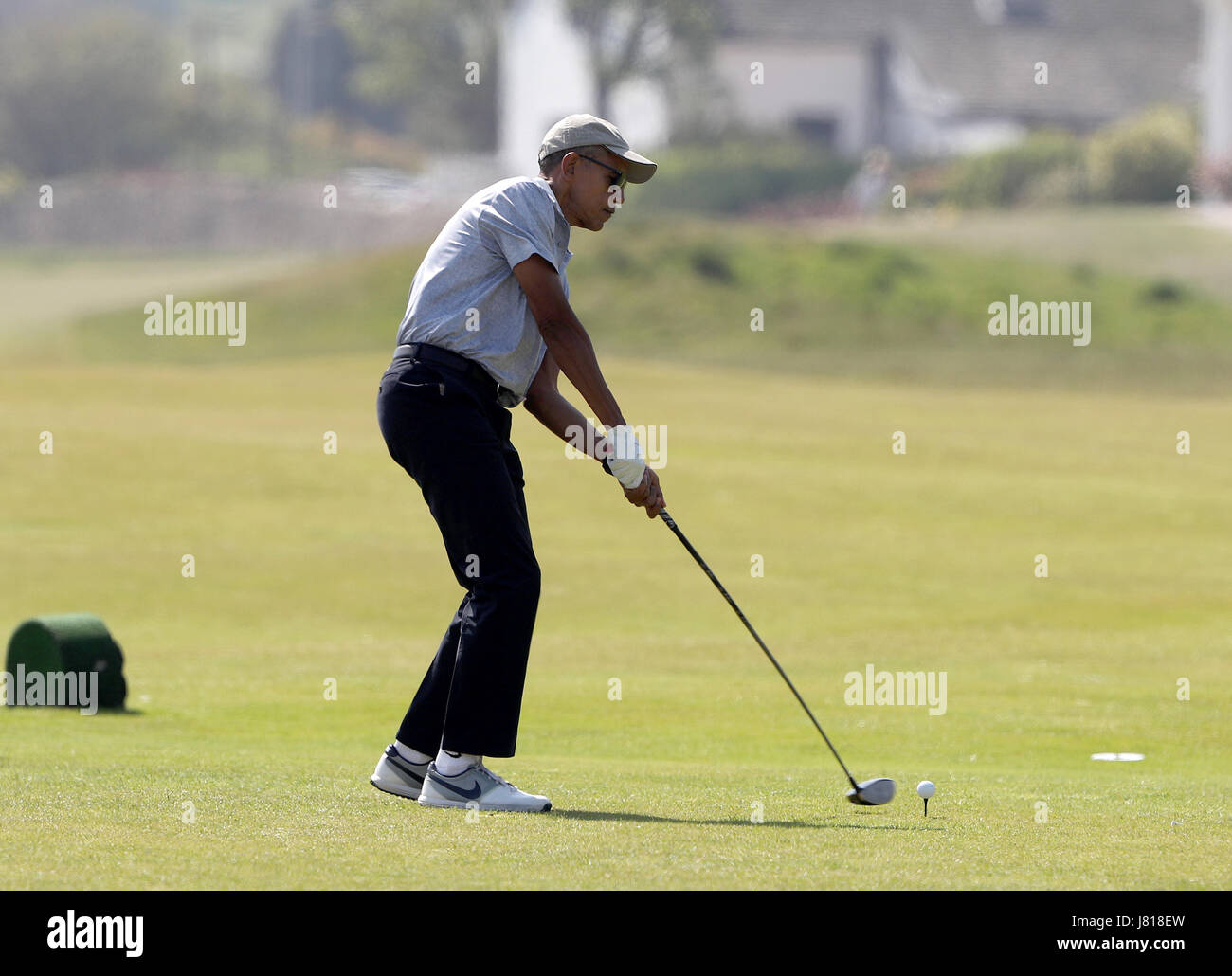 Former US President Barack Obama during a round of golf on the Old ...