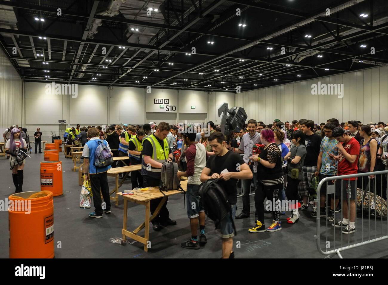 London, UK. 26th May 2017. Tight security at MCM London Comic Con 2017 ...