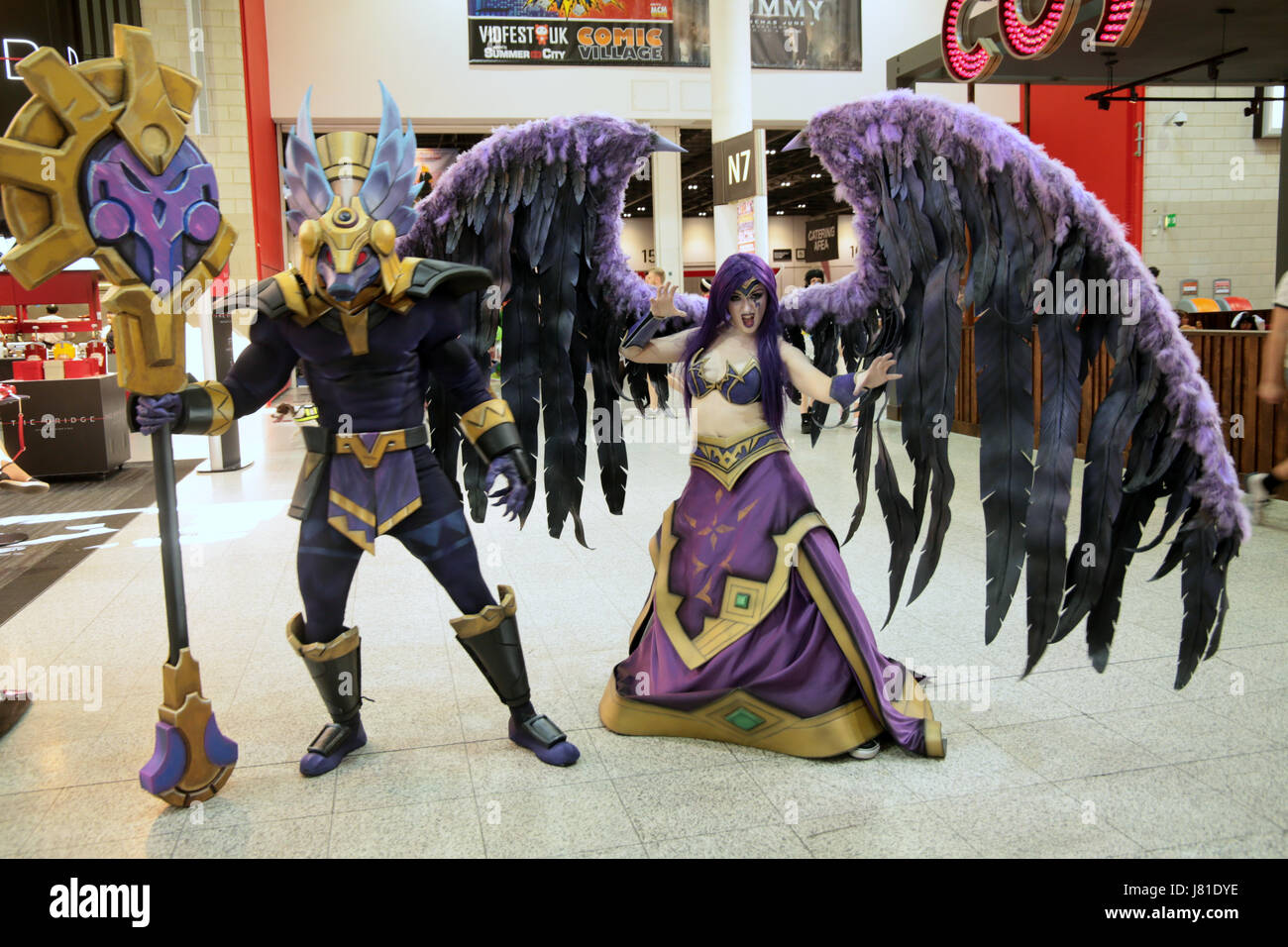 London, UK. 26th May, 2017. Colourful cosplay costumes brighten up the ...
