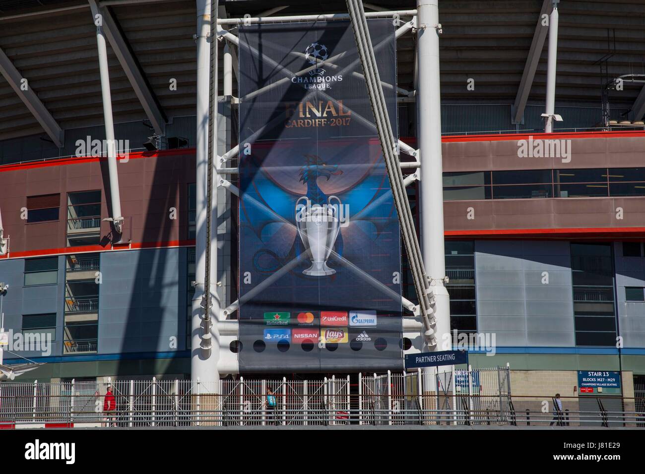 Cardiff, Wales, UK. 26th May, 2017. Champions League Final branding on ...