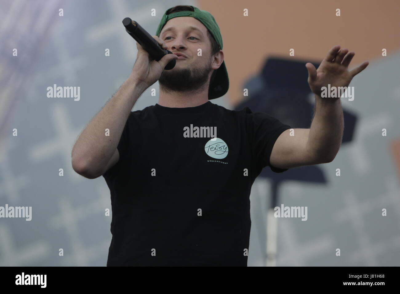 German rapper Teesy supports Yvonne Catterfeld on stage. German singer ...