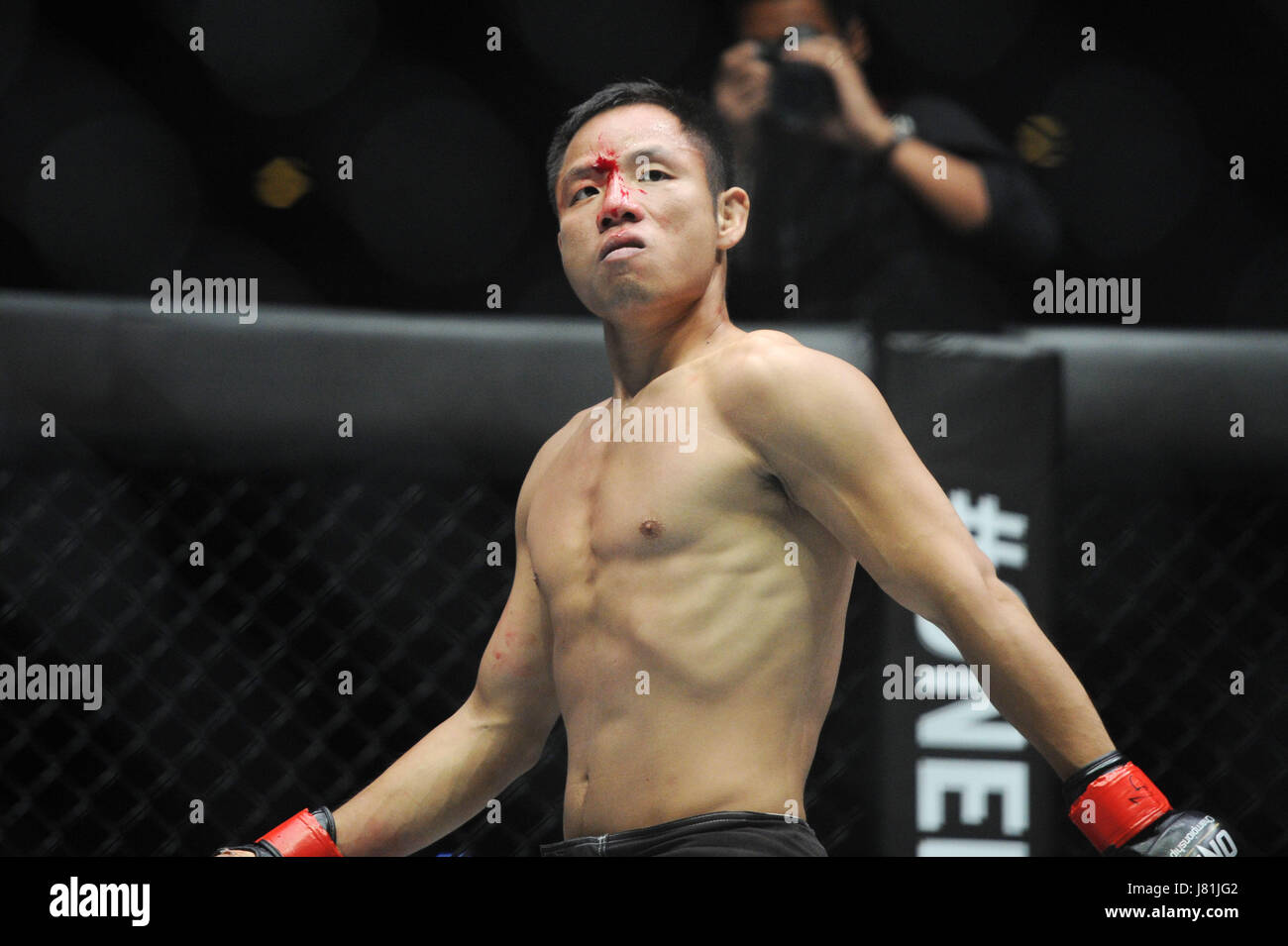 Singapore. 26th May, 2017. China's Chen Lei reacts during the ONE men's ...