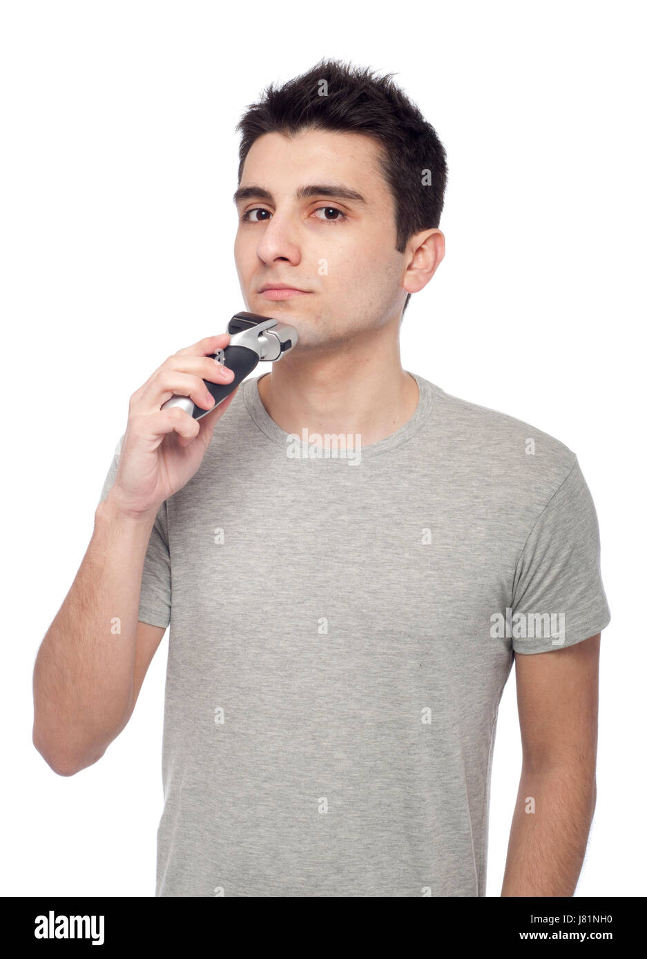 male masculine face person electric adult adults razor shaving man hand ...