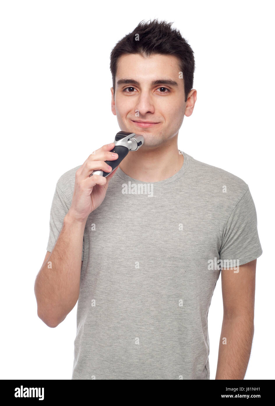 male masculine face person electric adult adults razor shaving man hand ...