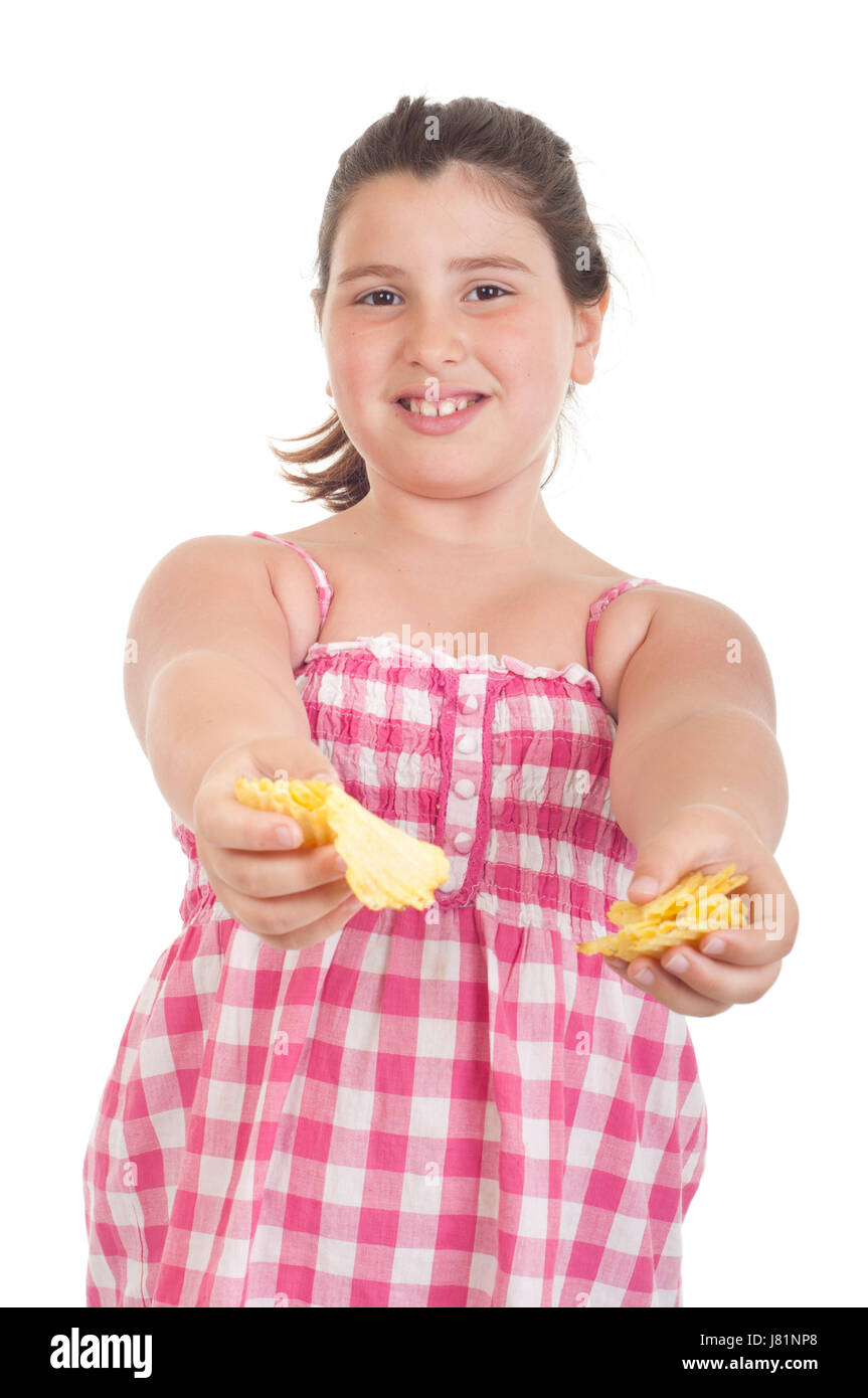 portrait small tiny little short hungry kid chips child eating eat eats ...