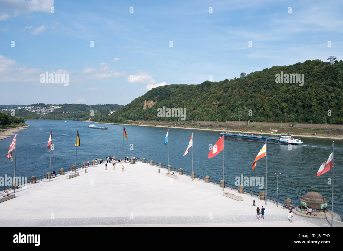 Deutsches Eck (German Corner) in Koblenz/ Germany, headland where the ...