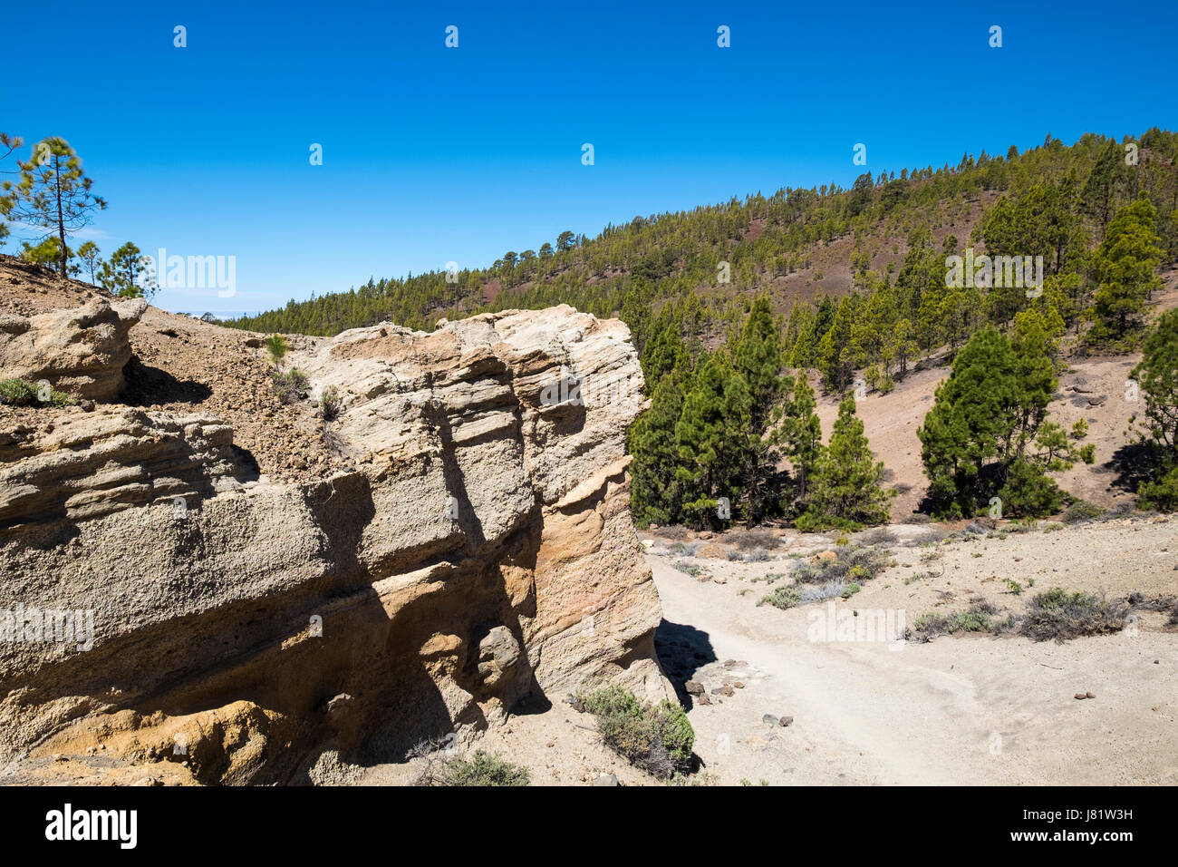Pumice stone outcrop on the path to the Paisaje Lunar, lunar landscape ...