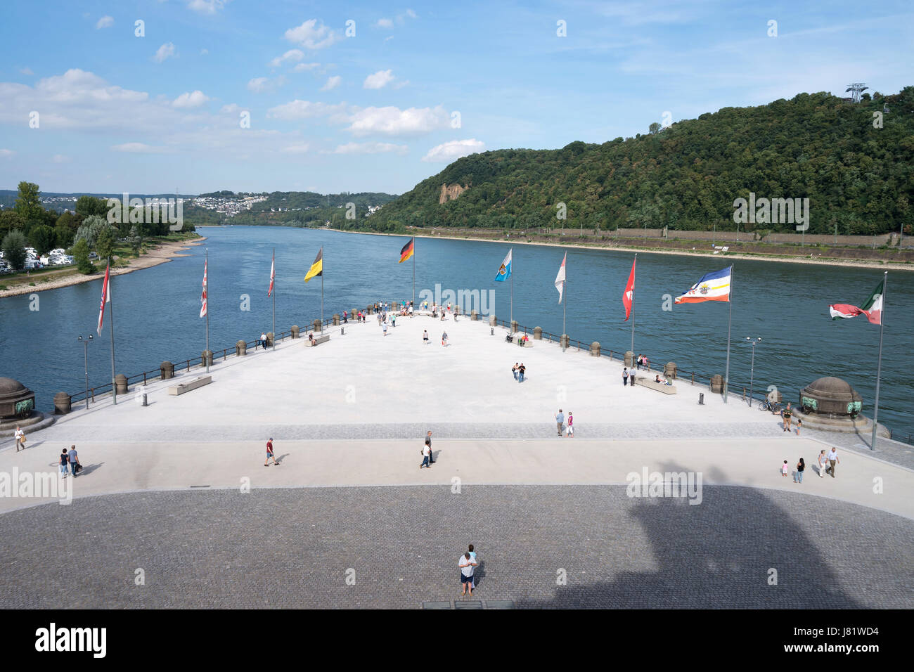 Deutsches Eck (German Corner) in Koblenz/ Germany, headland where the ...