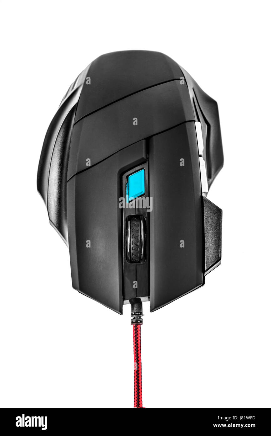 Black computer mouse isolated on white background Stock Photo - Alamy