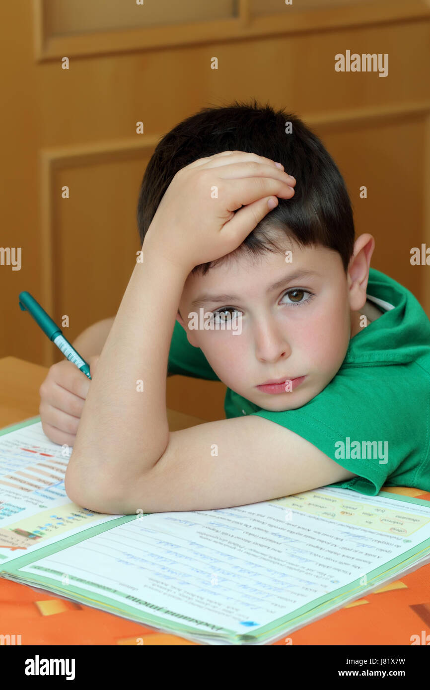 homework schoolchild workbook boy lad male youngster school educational ...