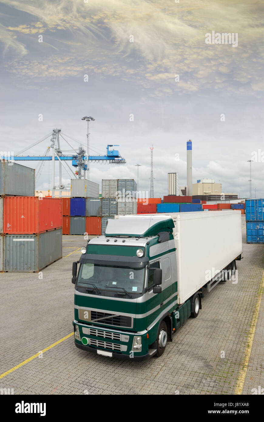 container port driving commerce cargo truck lorry containers industry ...