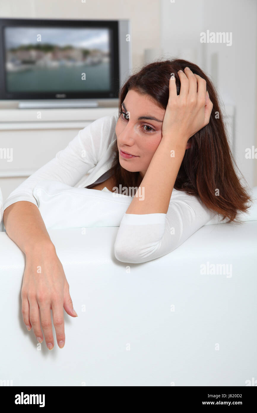 woman indicate show program entertainment relaxation relaxed evening ...